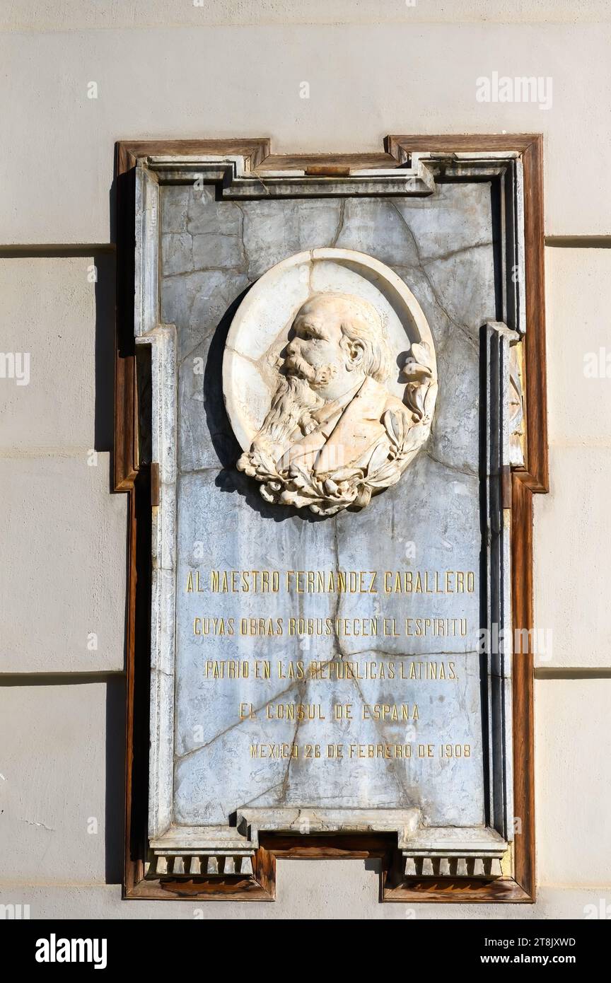 MURCIA, SPAIN, plaque honoring Fernandez Caballero Stock Photo - Alamy