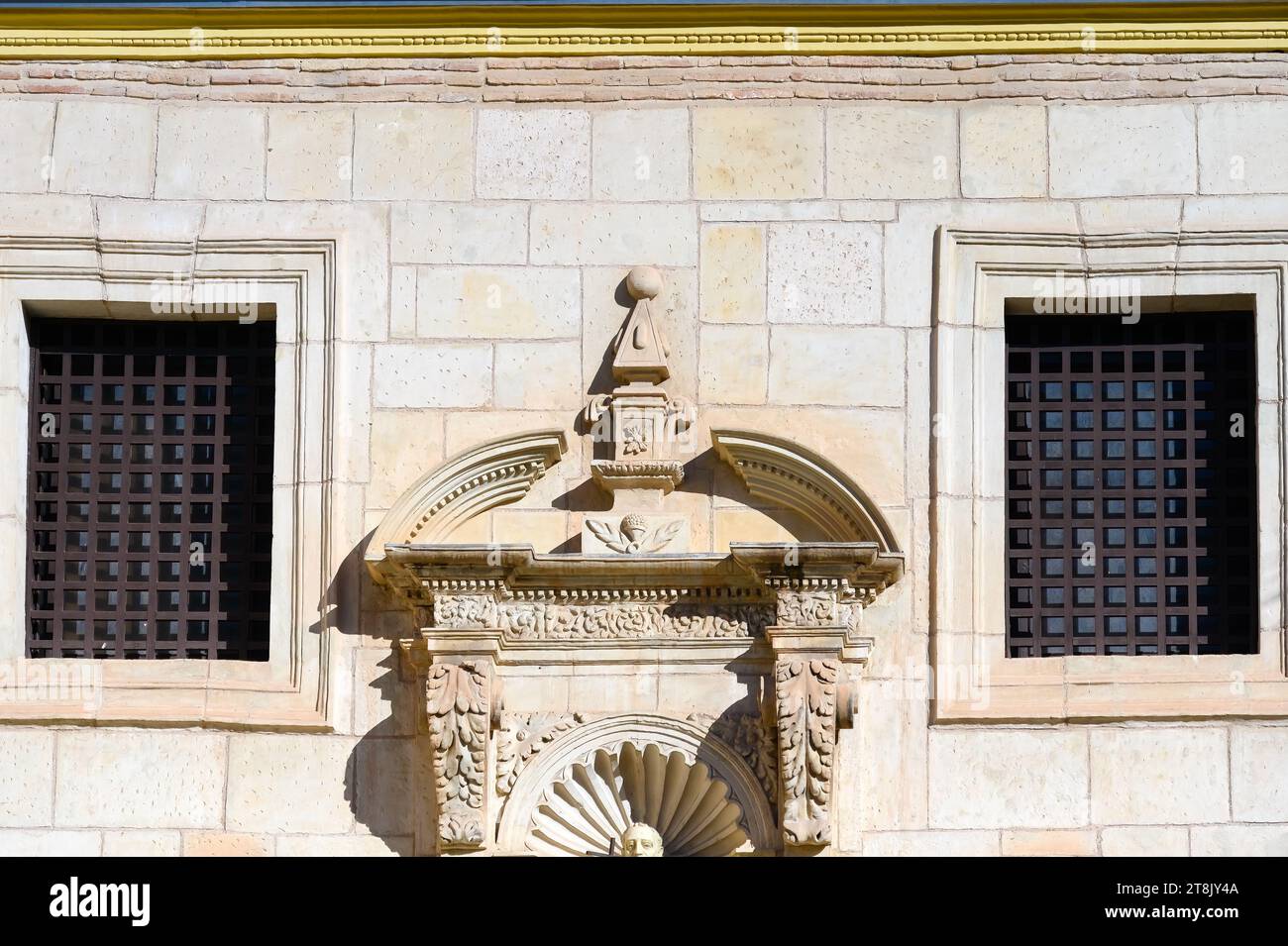 MURCIA, SPAIN, Architectural feature in the medieval facade of the ...