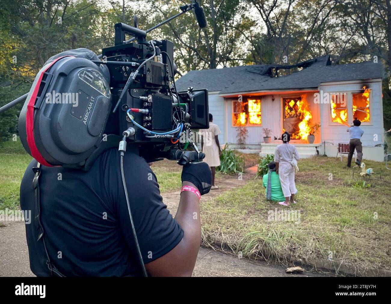 ALL DIRT ROADS TASTE OF SALT, cinematographer Jomo Fray (left), on set ...