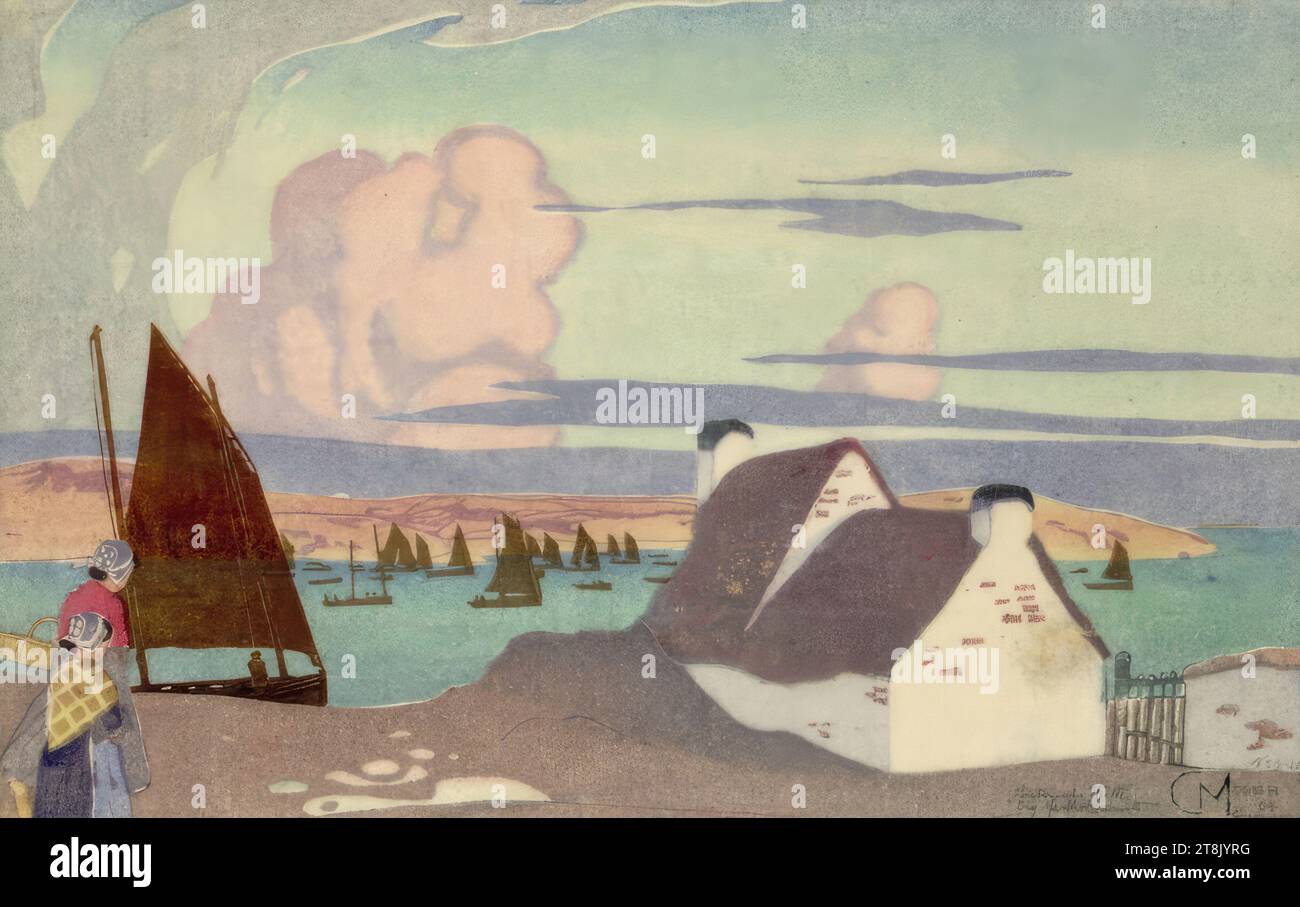 Breton hut, Carl Moser, Bozen 1873 - 1939 Bozen, 1904, print, color ...