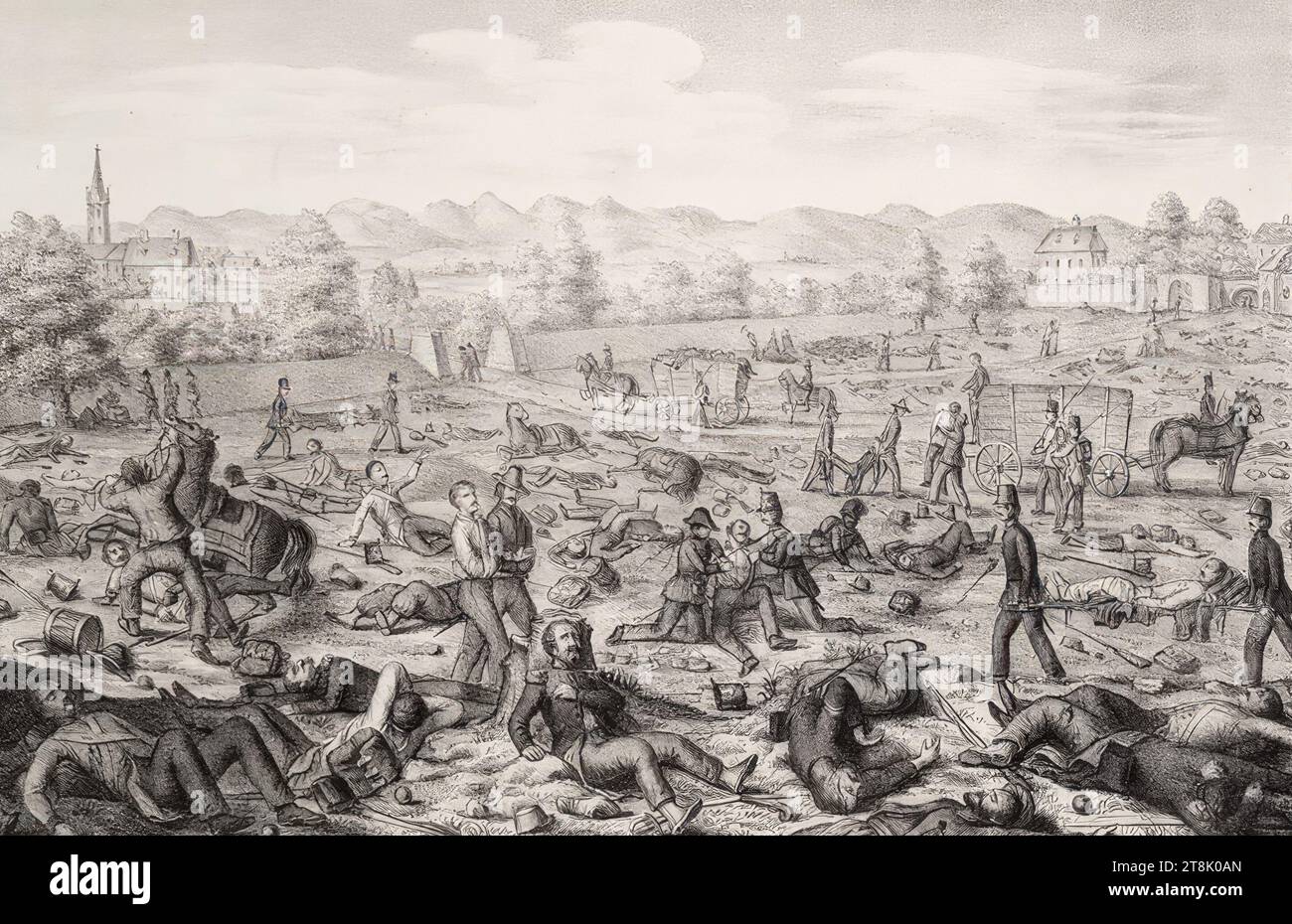 THE BATTLEFIELD AT MAGENTA,, dated June 5, 1859.', 1859/60, print, lithograph on paper, sheet ...