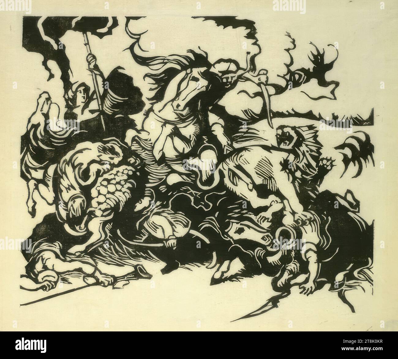 Lion hunt after Delacroix, Franz Marc, Munich 1880 - 1916 Verdun, 1913 ...