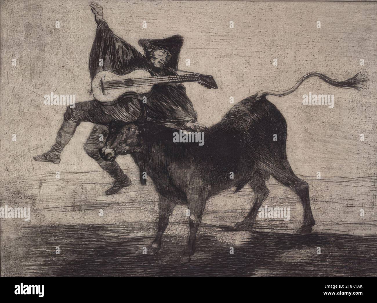 The blind man being carried away on the horns of a bull, Francisco José ...
