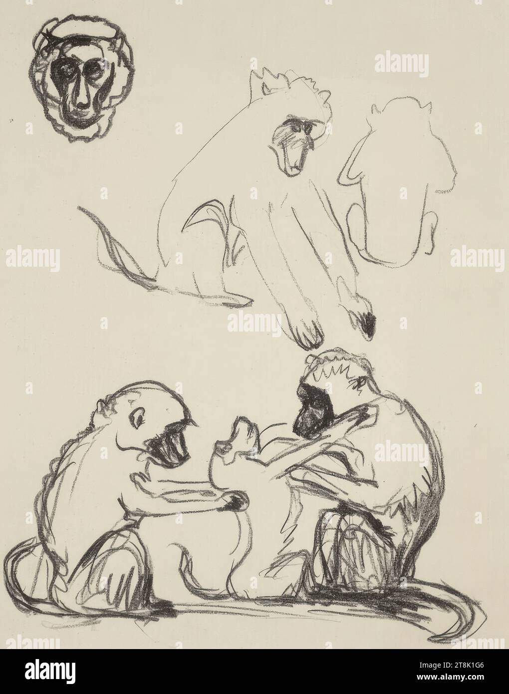 Monkeys II, Edvard Munch, Løten near Hamar 1863 - 1944 Ekely, 1908-1909 ...