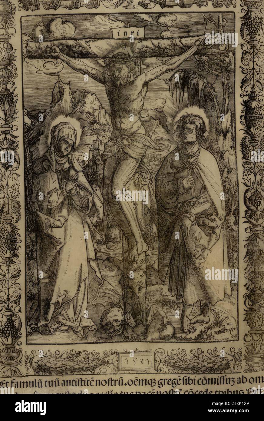 Christ on the cross with Mary and John, monogrammist GZ, active 1517-1521 on the Upper Rhine and ...