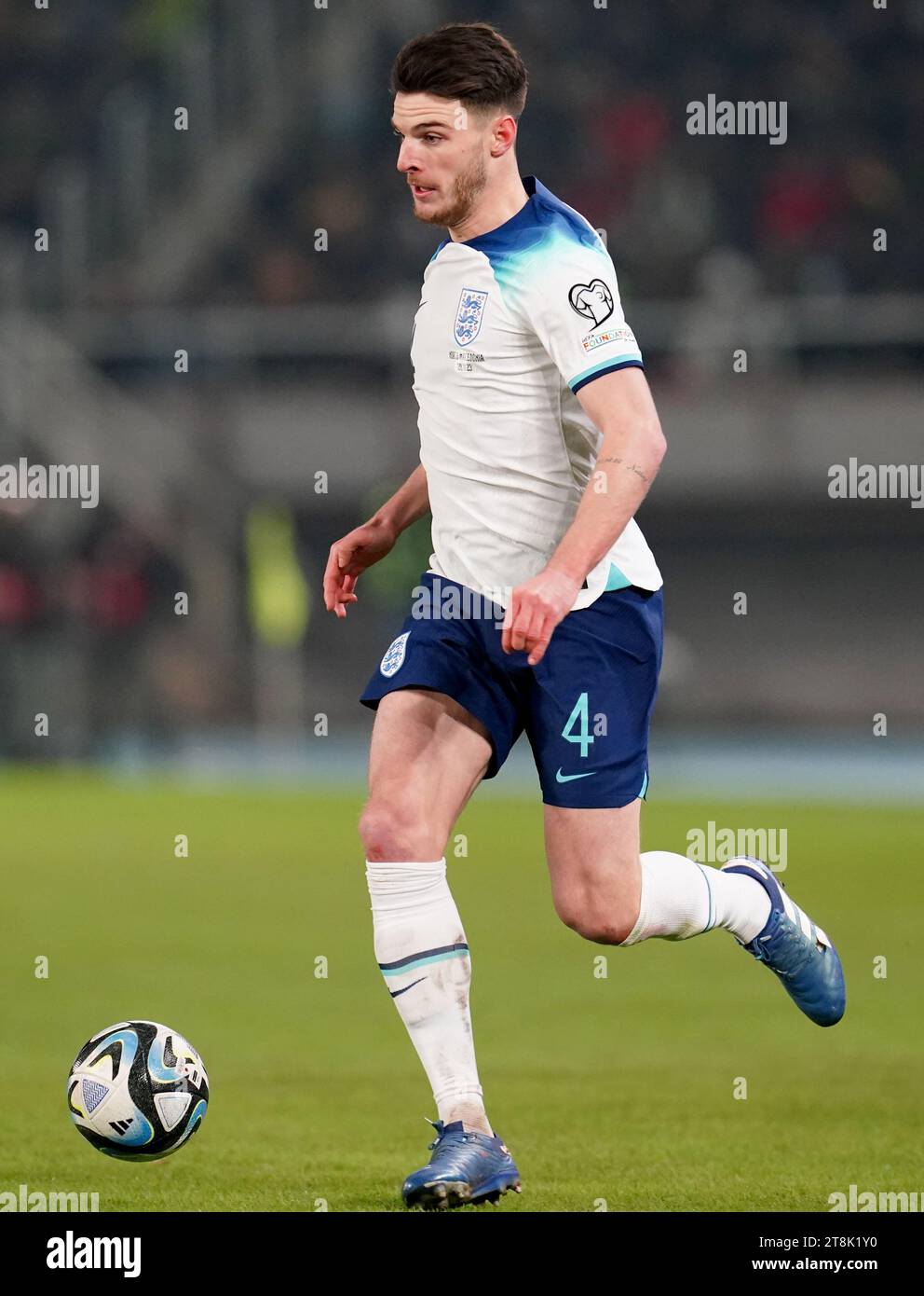 England's Declan Rice (left) and North Macedonia's Bojan Miovski in ...