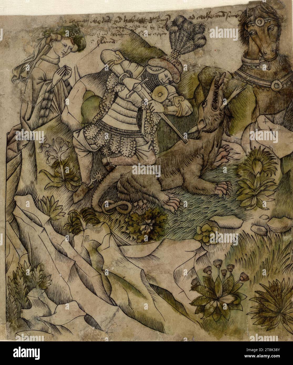 The dragon fight of St. Georg, master of playing cards, active around 1430-1450 on the Upper ...