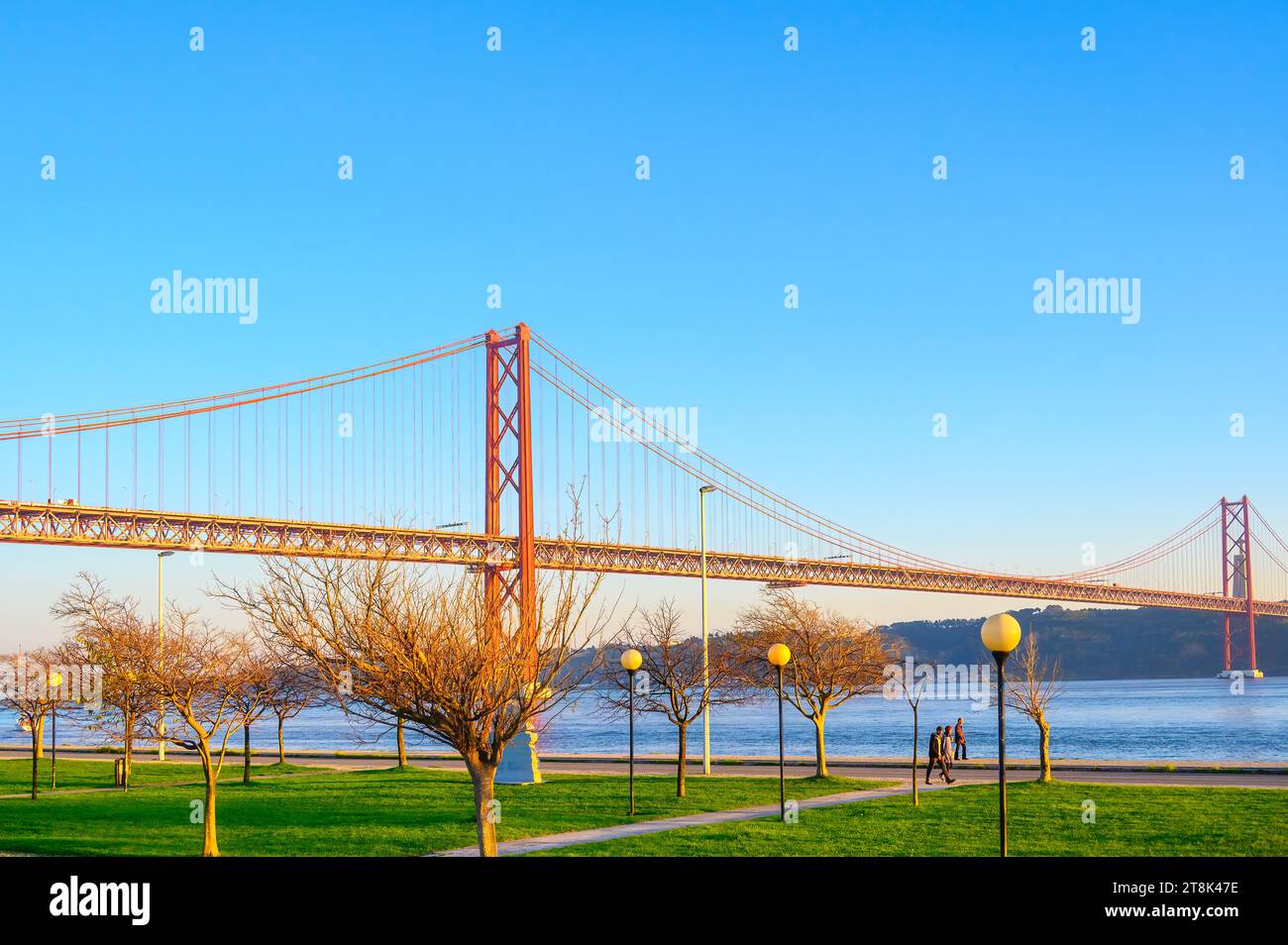 LISBON, PORTUGAL, Puente 25 de Abril. In English language: Bridge 25th ...