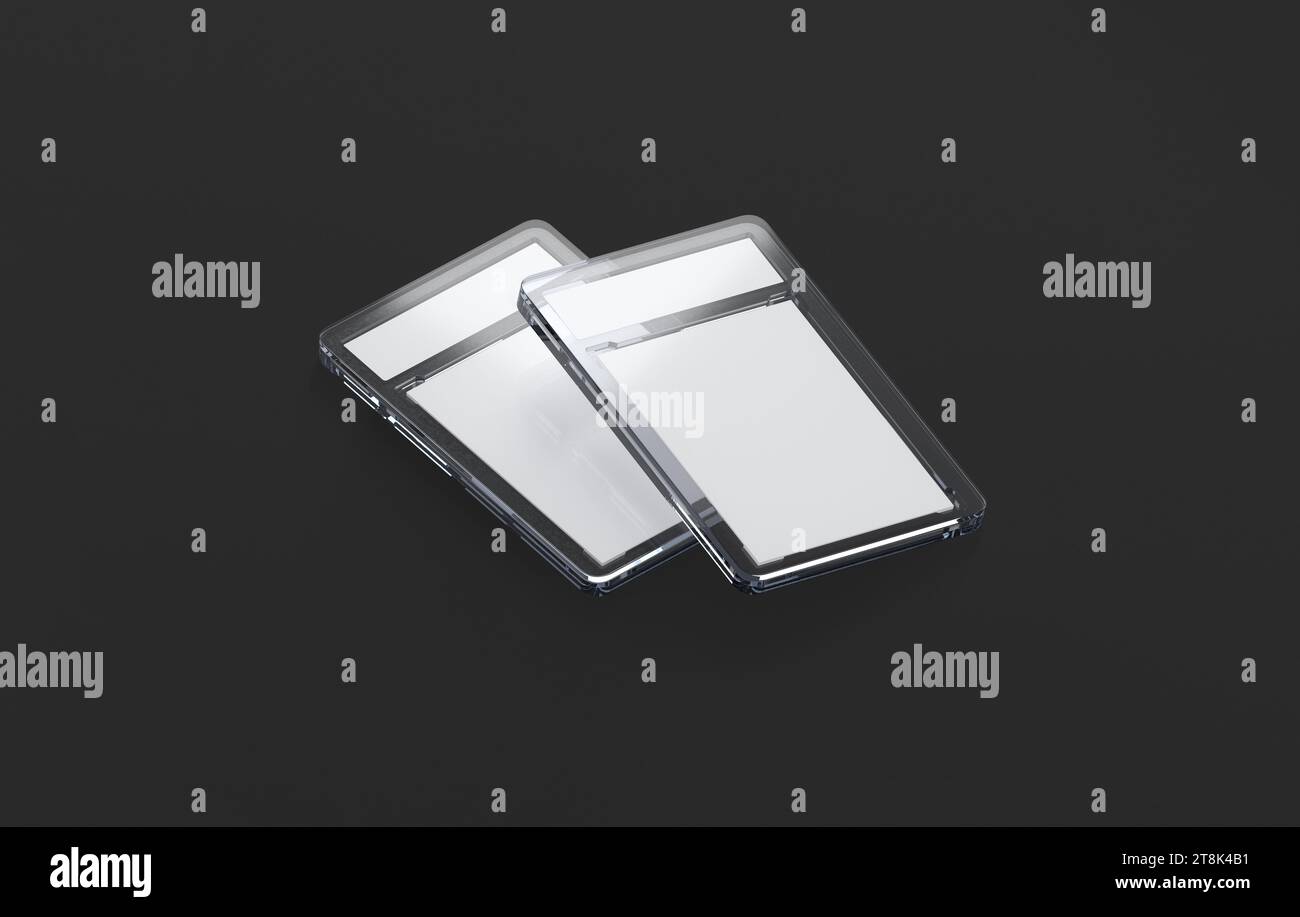 Blank transparent plastic trading card mockup, side view Stock Photo ...