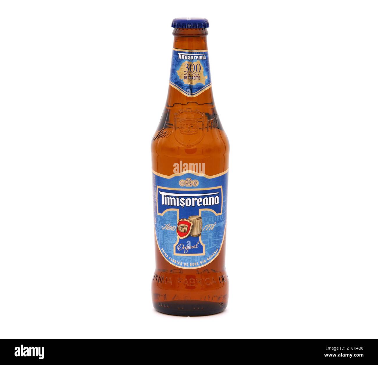 BUCHAREST, ROMANIA - JANUARY 17, 2020. Bottle of Timisoreana beer ...