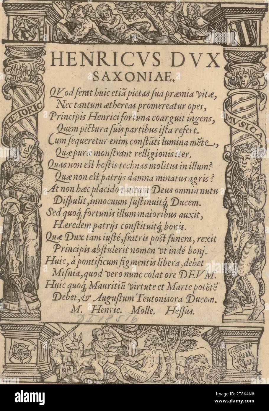 Text on the portrait of Heinrich the pious, Duke of Saxony ...
