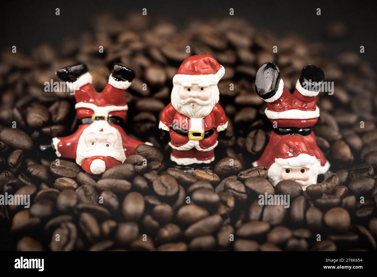 roasted coffee beans with Santa Clauses Stock Photo - Alamy