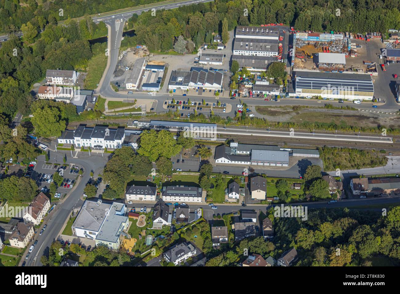 Aerial view, Bürgerzentrum Bahnhof Arnsberg, industrial estate Zu den ...