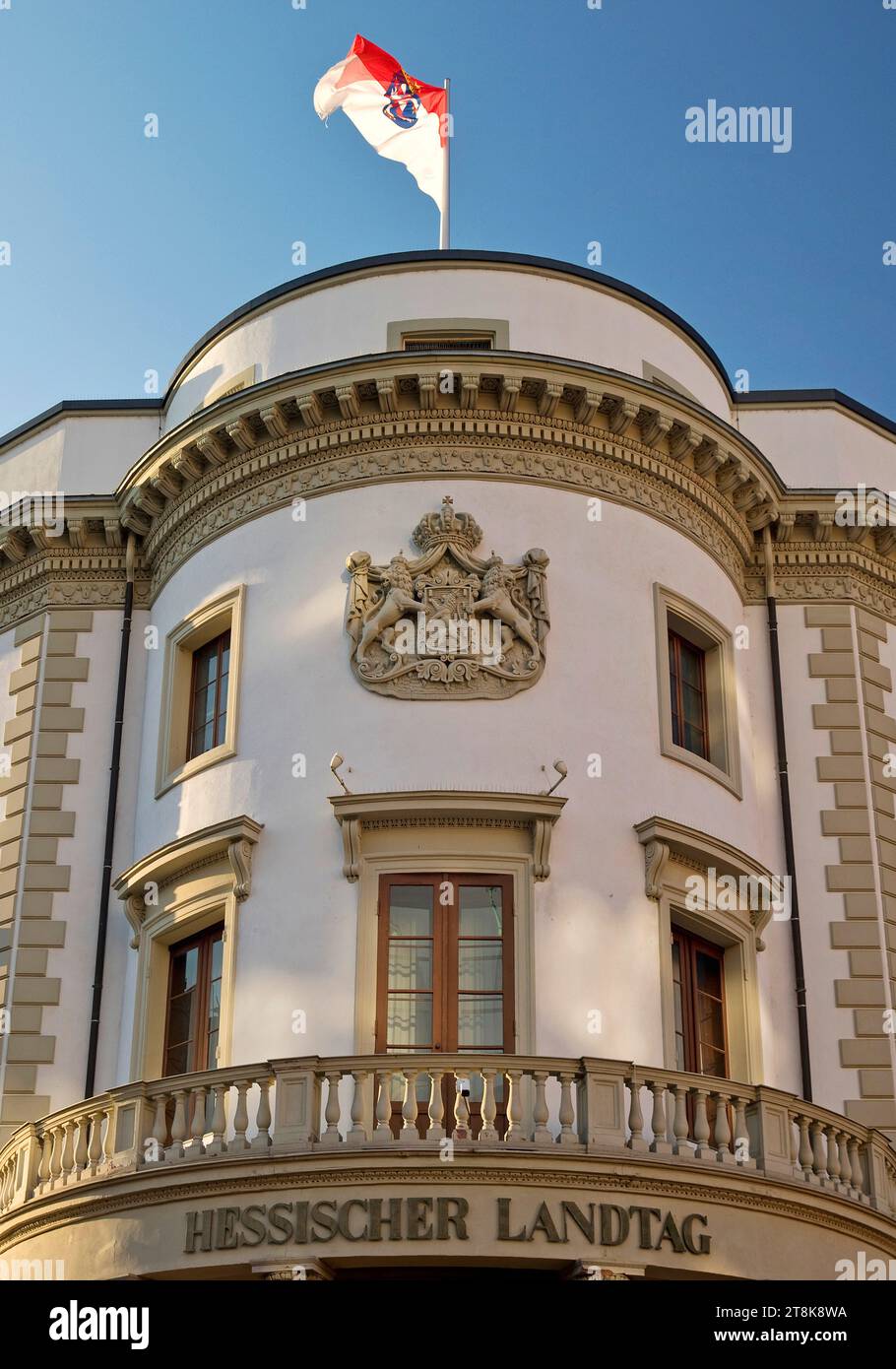 Hessian state parliament with state flag in the former Nassau city ...