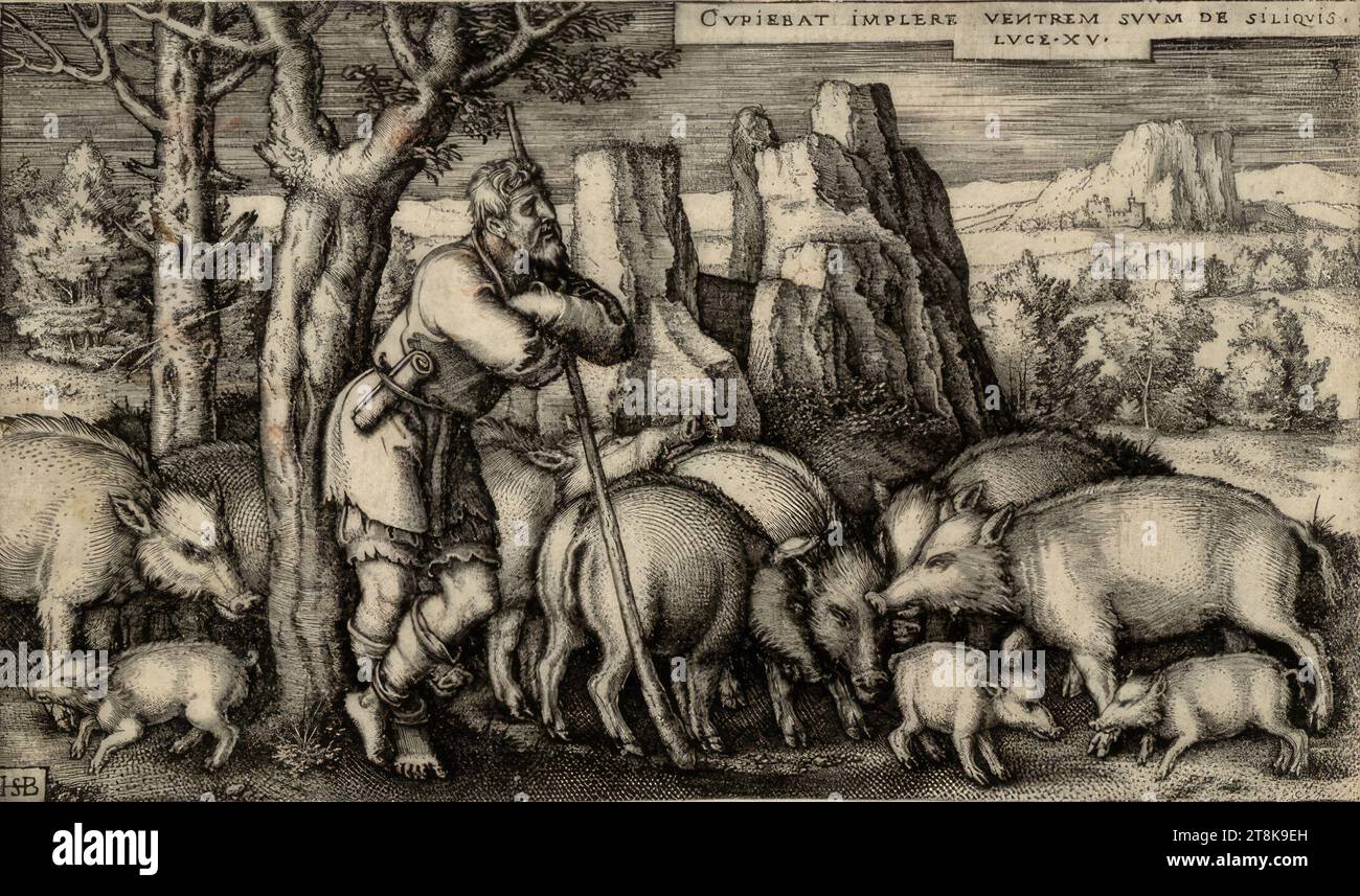 The prodigal son tends the pigs, The prodigal son, Sebald Beham ...