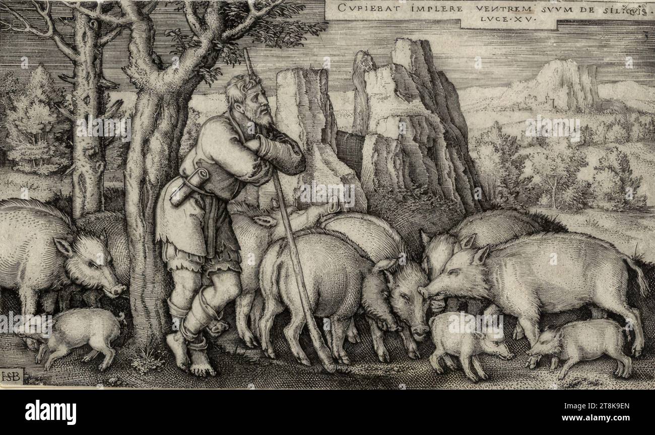 The prodigal son tends the pigs, The prodigal son, Sebald Beham ...