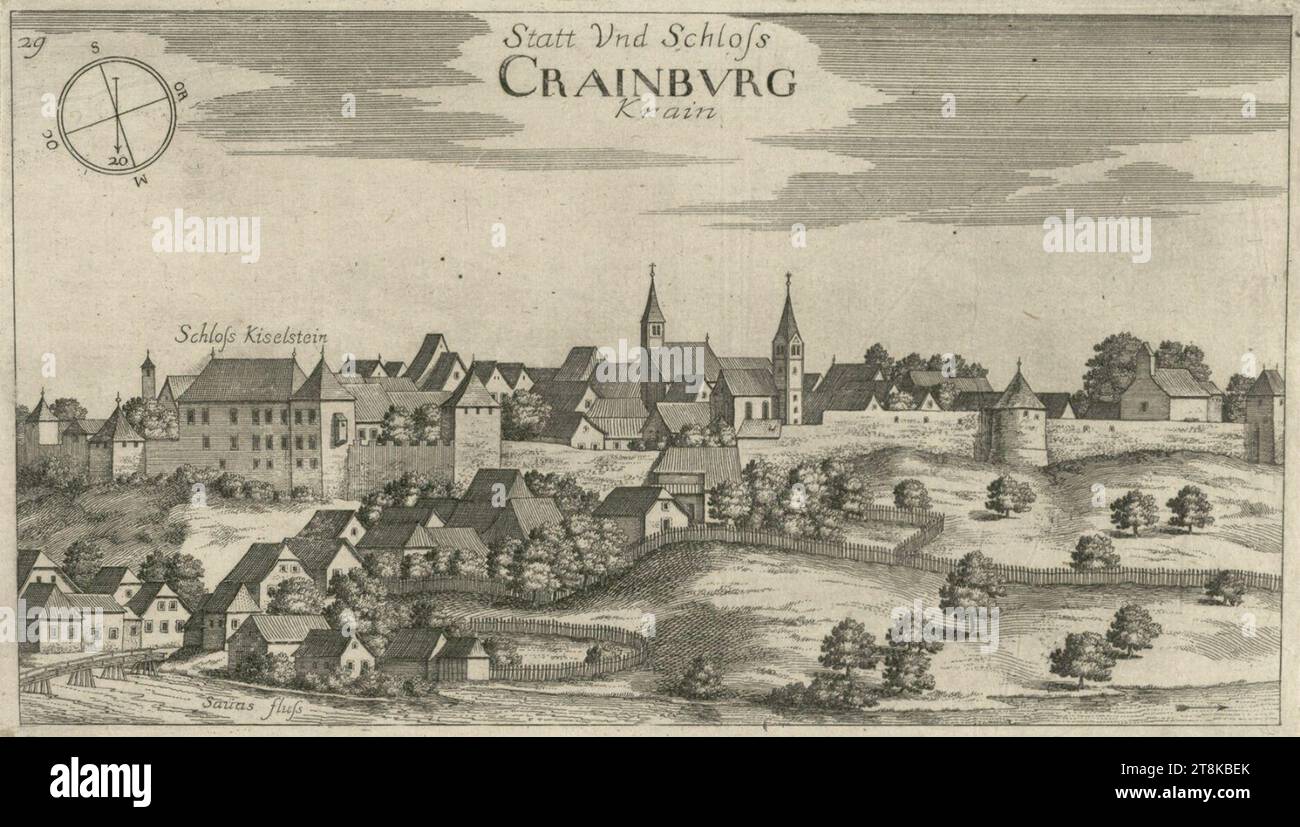 Valvasor - Kranj z gradom Kieselstein Stock Photo - Alamy