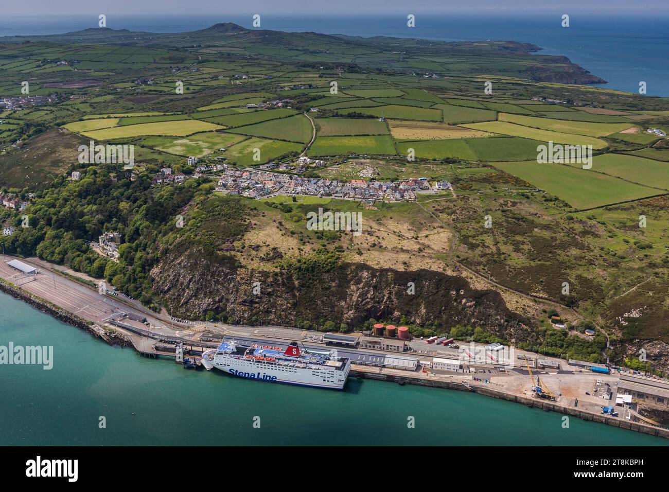 Aerial photograph of the ferry terminal at Fishguard, Pembroke Stock ...