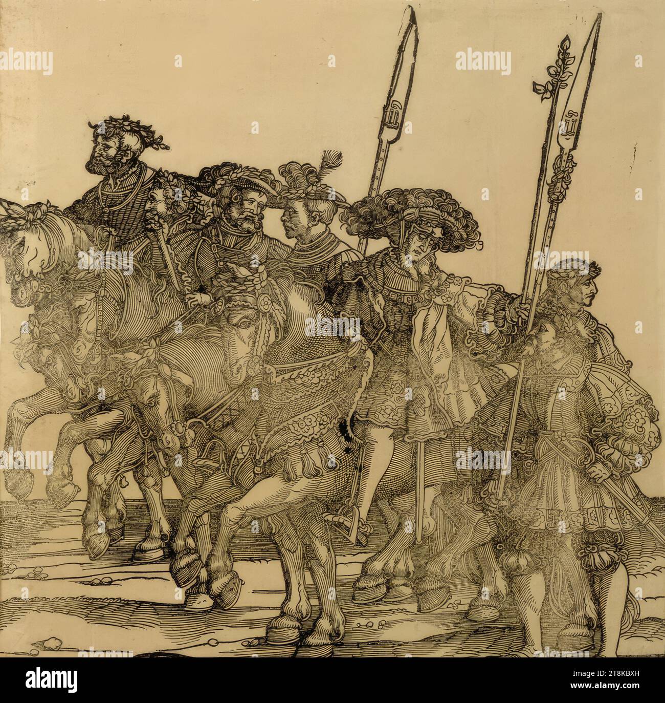 Triumphal chariot for Emperor Charles V - four riders and two soldiers ...