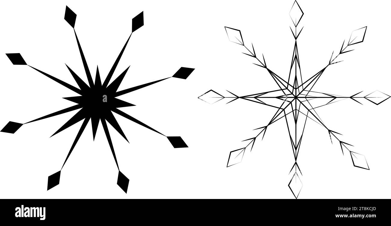 Set of 2 variation silhouette snowflakes. Winter design elements for ...