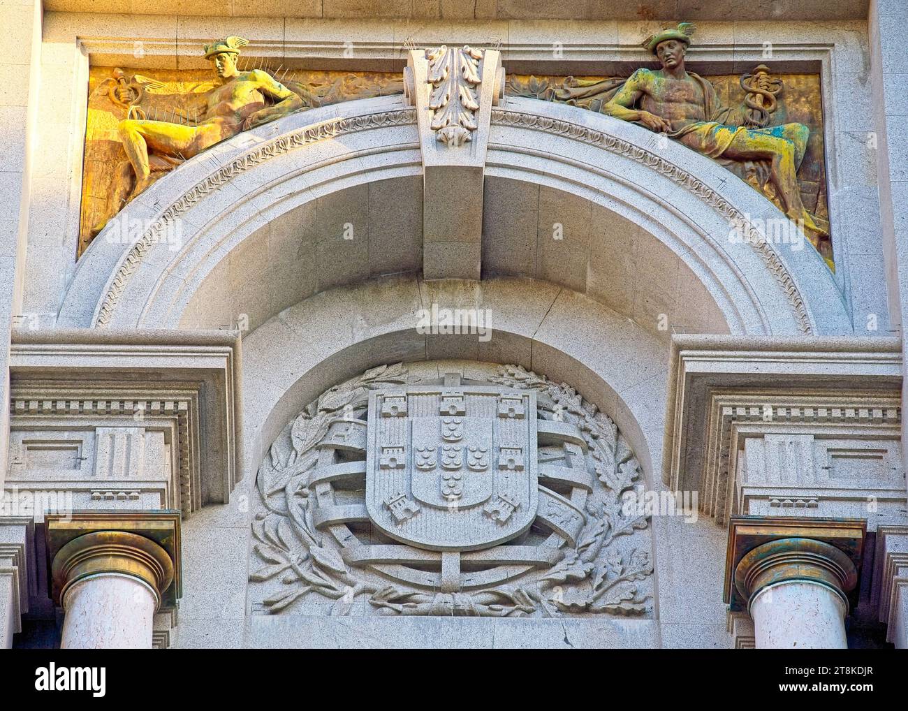 Coat of arms decoration in City Hall. Old architecture building in ...
