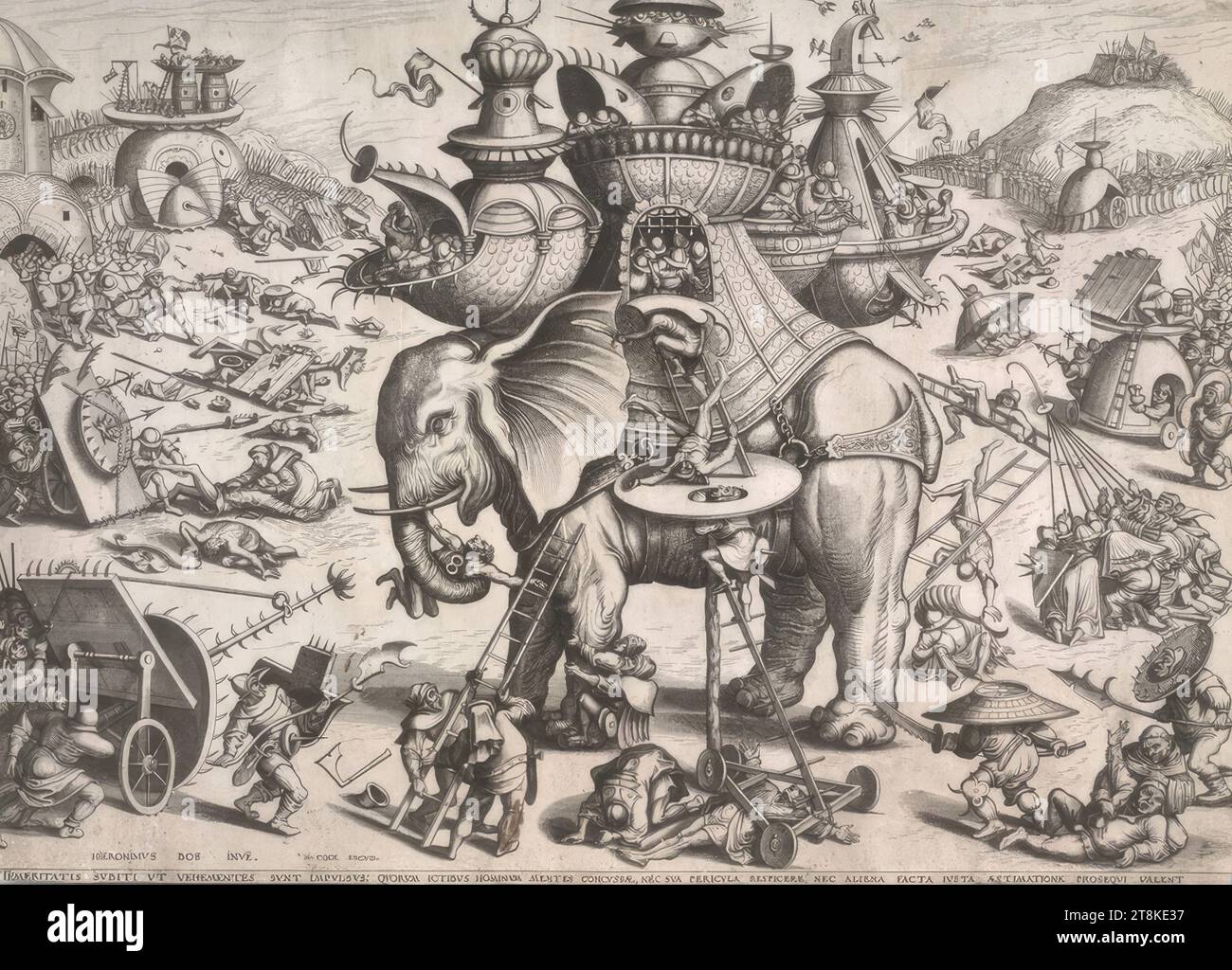 The Battle Elephant, 1560, print, copper engraving, sheet: 38.2 x 53.9 ...