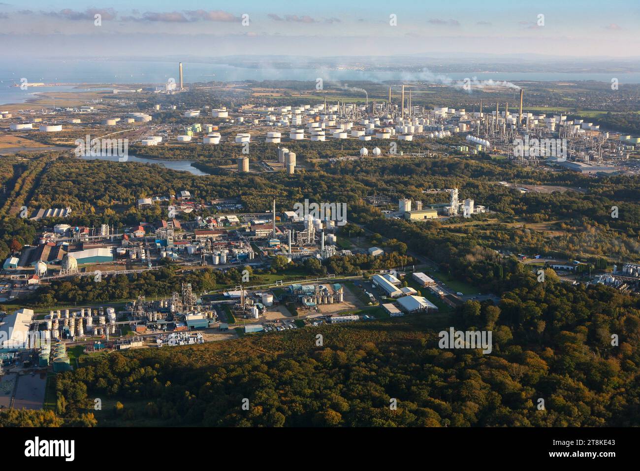 Aerial view of the Fawley Refinery, located on the western shore of ...