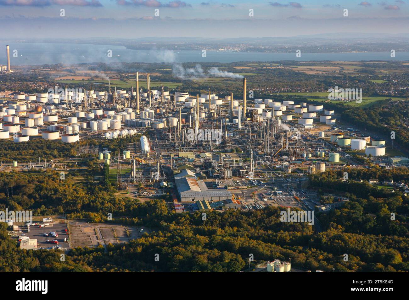 Aerial view of the Fawley Refinery, located on the western shore of ...