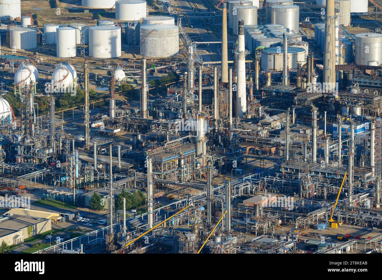 Aerial view of the Fawley Refinery, located on the western shore of ...