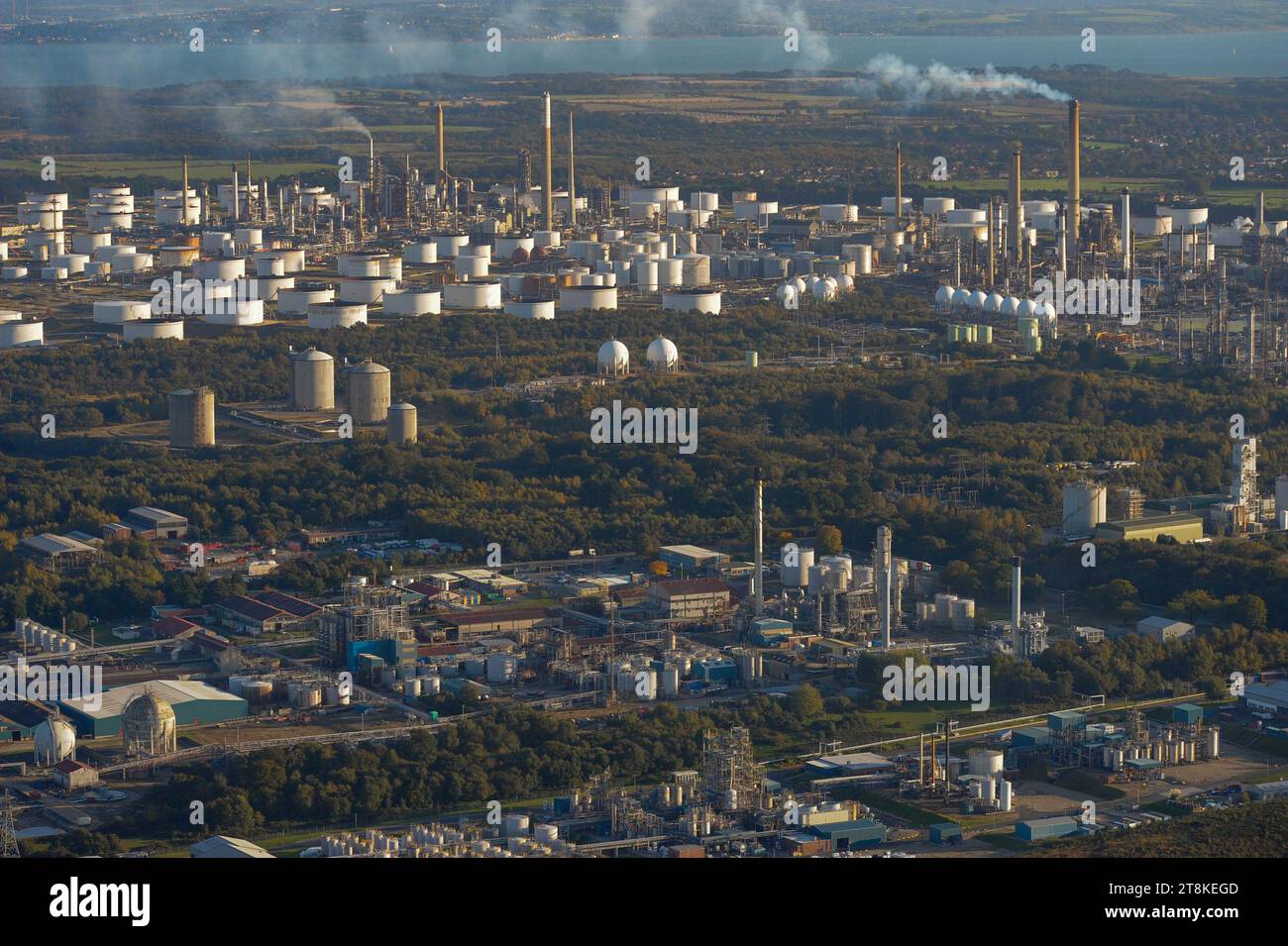 Aerial view of the Fawley Refinery, located on the western shore of ...