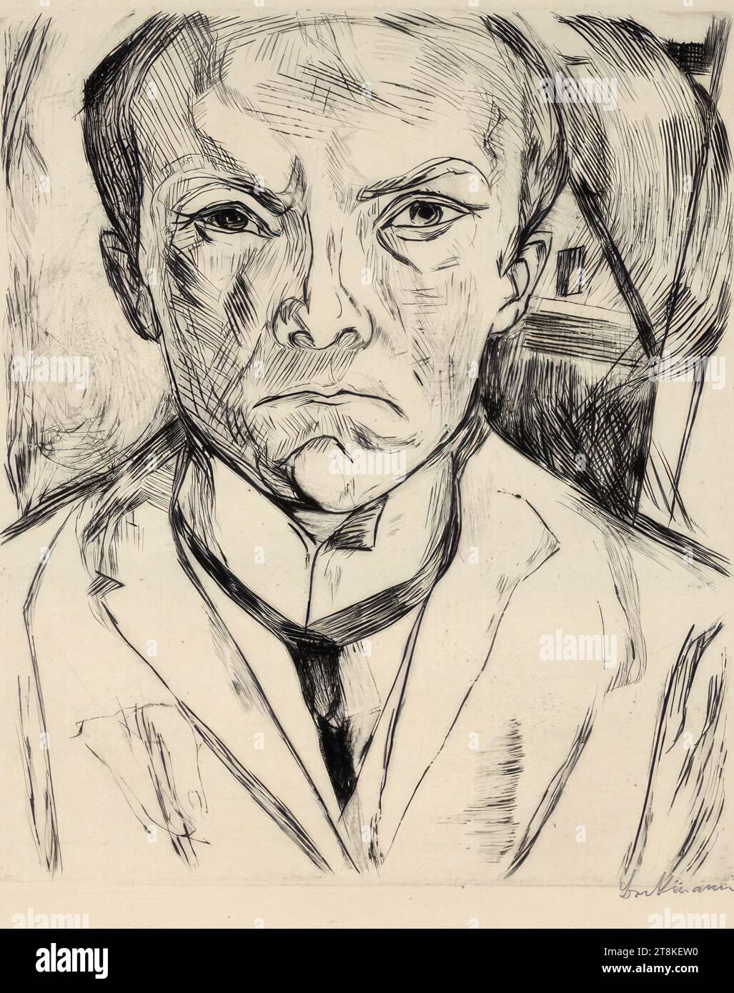 Self-portrait from the front, in the background house gable, faces, Max ...