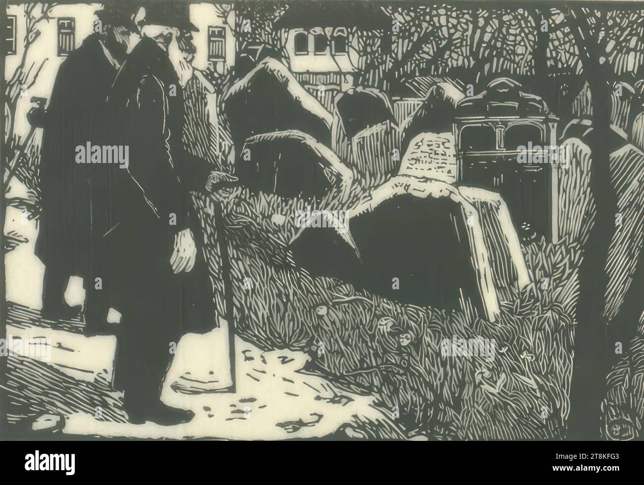 At the cemetery, Emil Orlik, Prague 1870 - 1932 Berlin, print, linocut ...