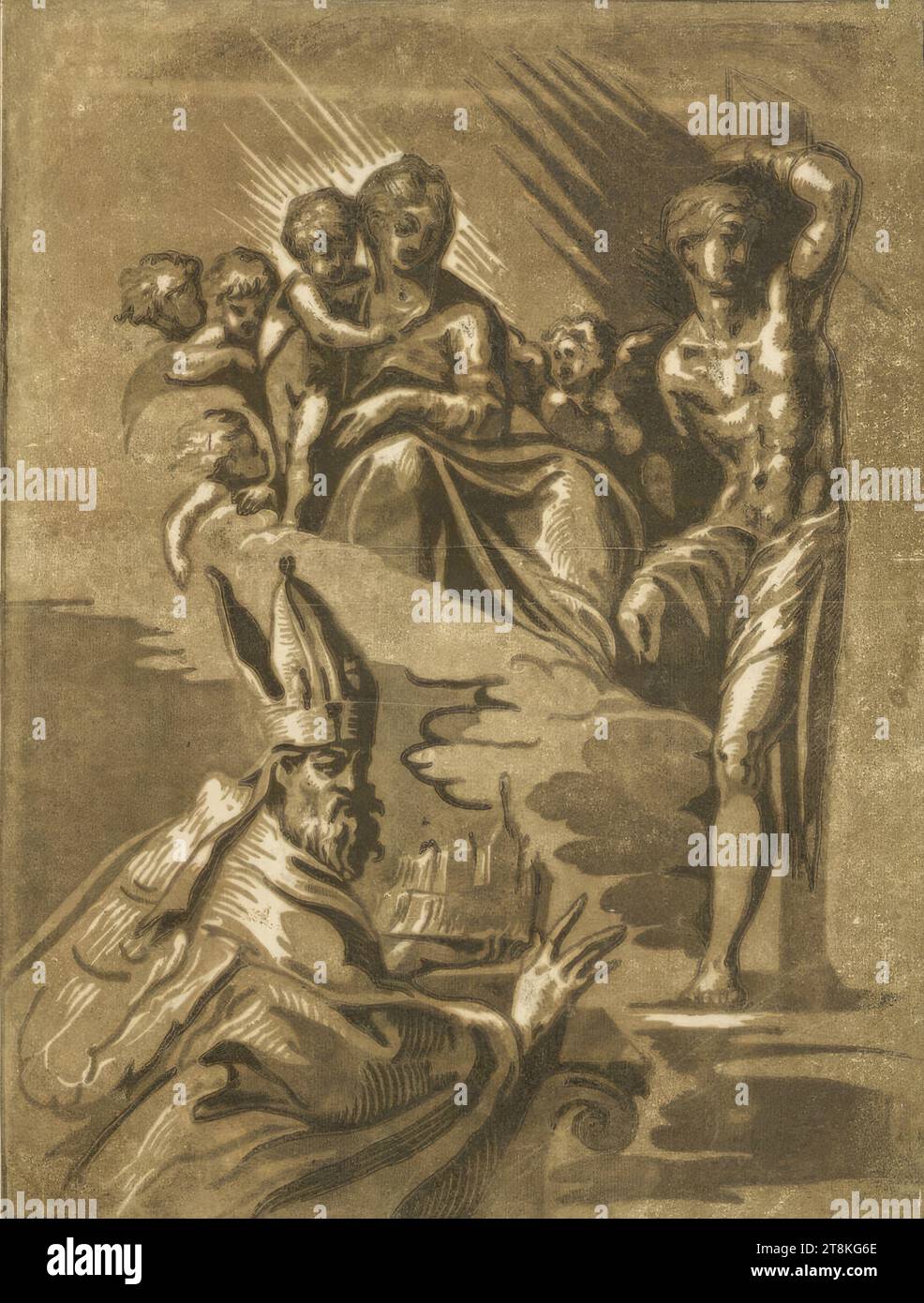 Madonna and Child, St. Sebastian and a bishop, Giuseppe Nicola ...
