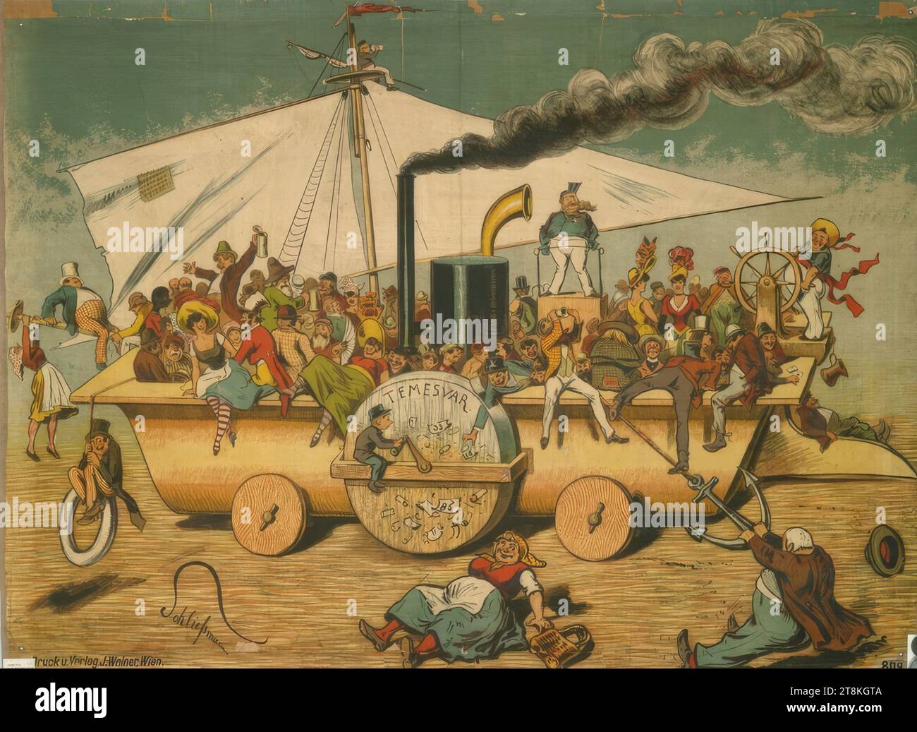 Ship of Fools; Lumpenball 1890, Hans Schleichmann, Mainz 1852 - 1920 ...