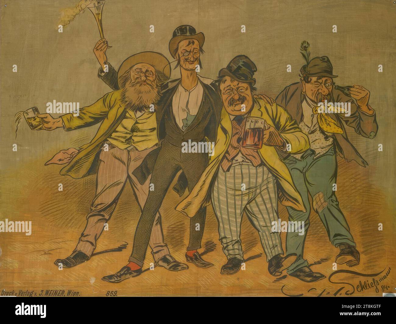 Drinking Quartet; Lumpenball 1884, Hans Schleichmann, Mainz 1852 - 1920 ...