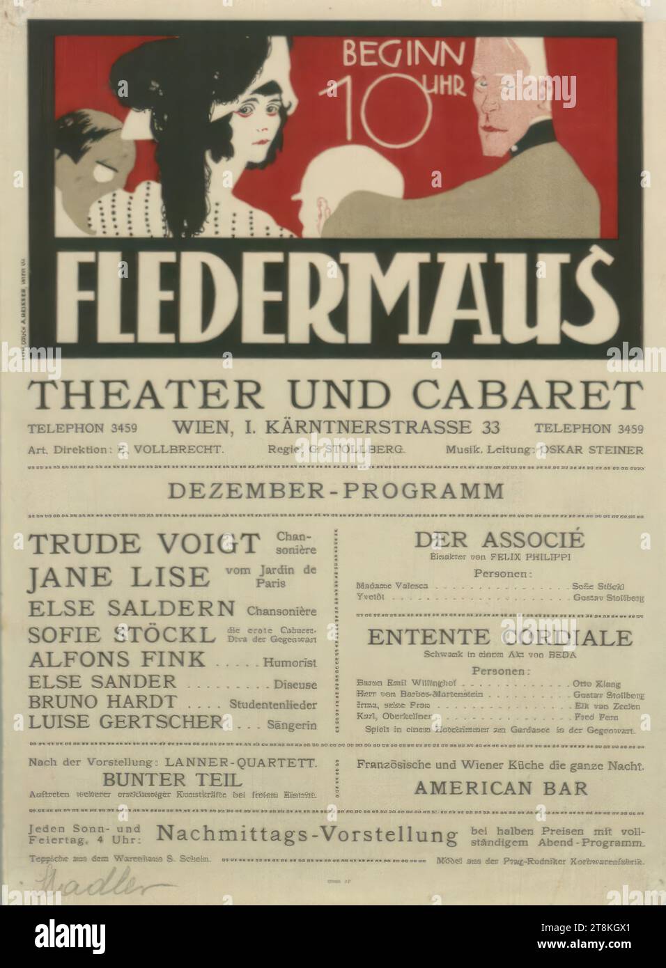 BAT; DECEMBER PROGRAM, Arthur Stadler, Vienna 1892 - 1937 Vienna ...