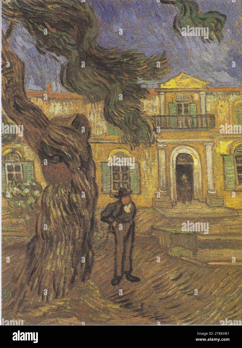 Van Gogh - Pinie und Figur vor dem Hospital Saint-Paul Stock Photo - Alamy