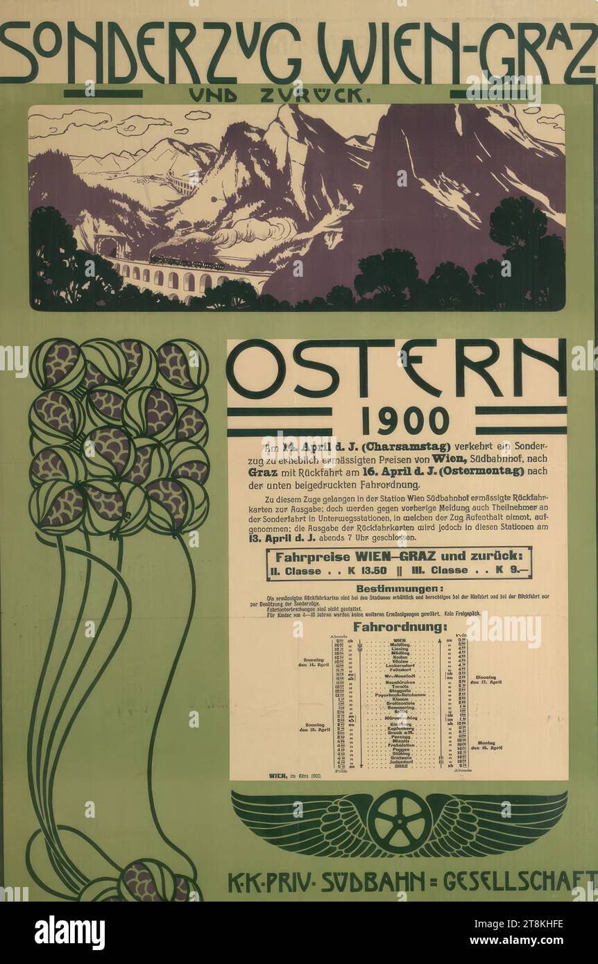 SPECIAL TRAIN VIENNA-GRAZ AND BACK. EASTER 1900, Anonymous, 1900, print ...