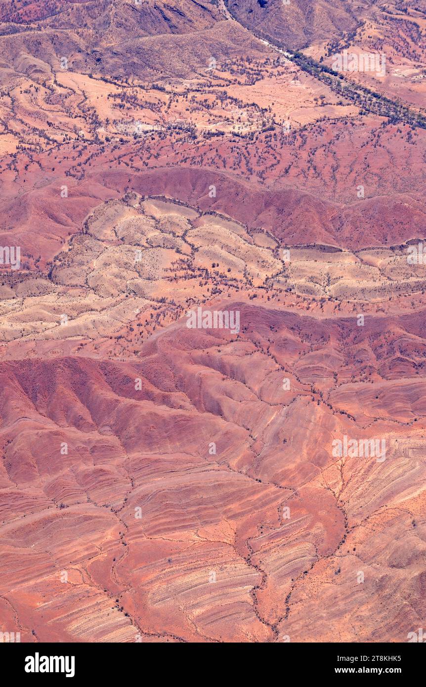 The outback patterns of the Flinders Ranges from the air Stock Photo ...