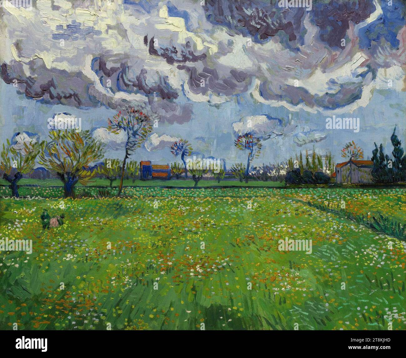 Van Gogh - Wiese mit Blumen unter Gewitterhimmel Stock Photo - Alamy