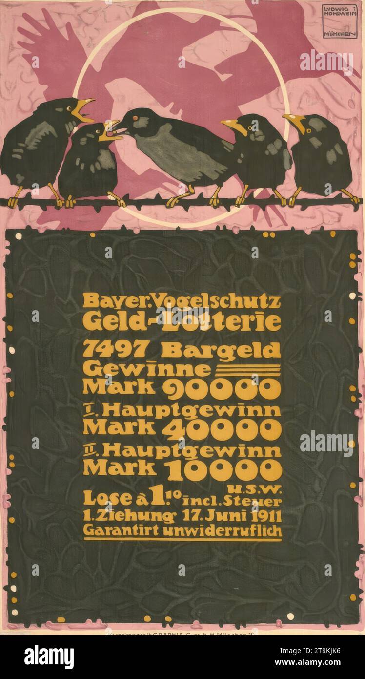 Bavarian. Bird protection money lottery 1911, Ludwig Hohlwein ...