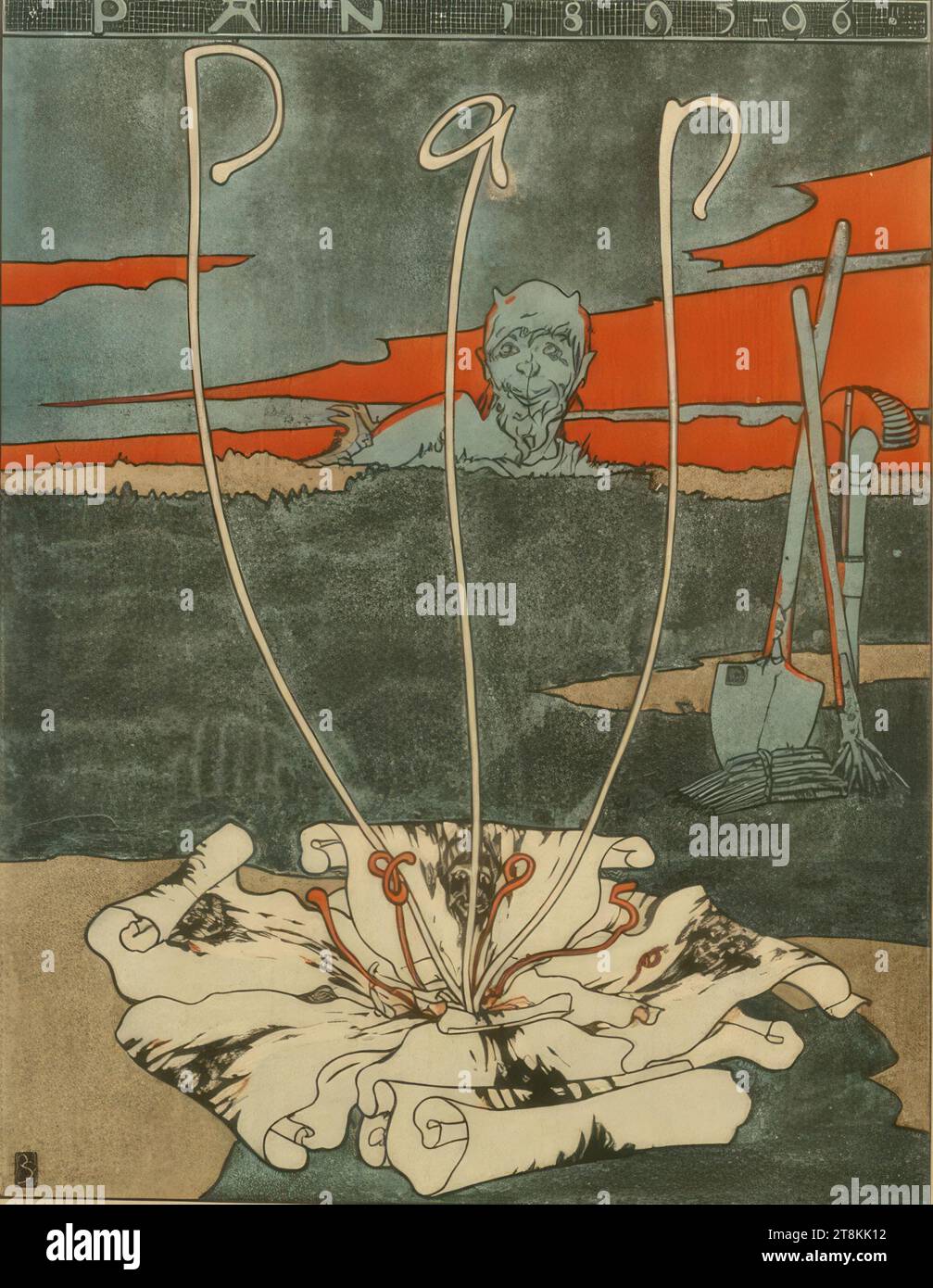 PAN; 1895-96, signed artist's print, Josef Sattler, Schrobenhausen 1867 ...