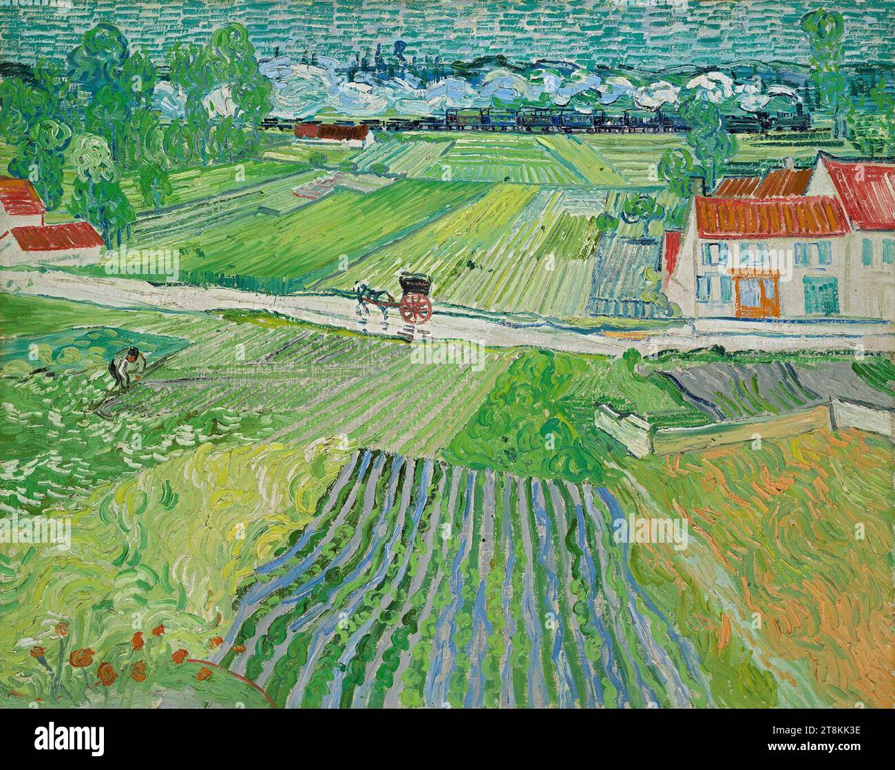Van Gogh Landscape with carriage and train 1890 Stock Photo - Alamy