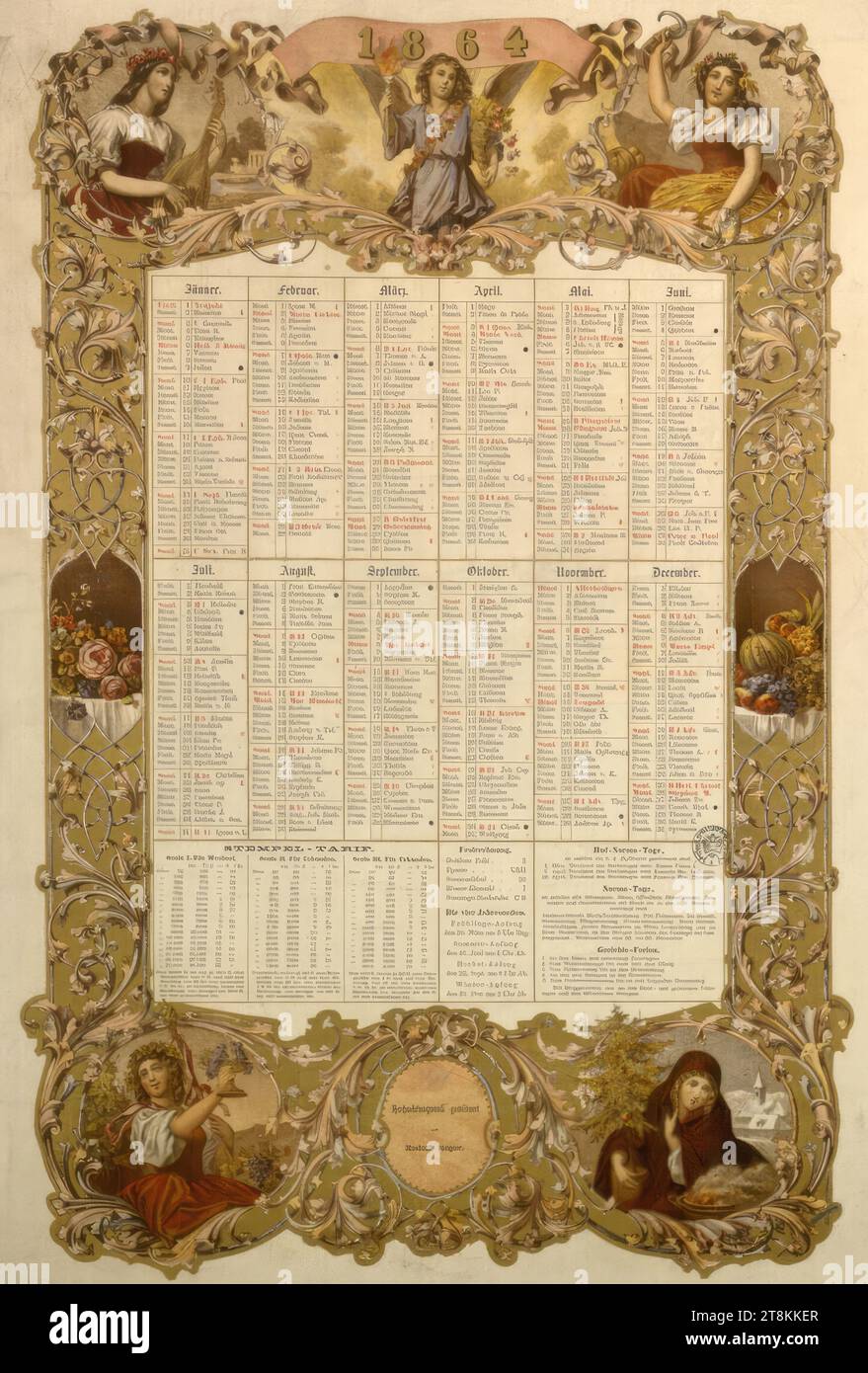 Picture calendar 1864, Hasslwandter, 1863, print, color lithograph ...