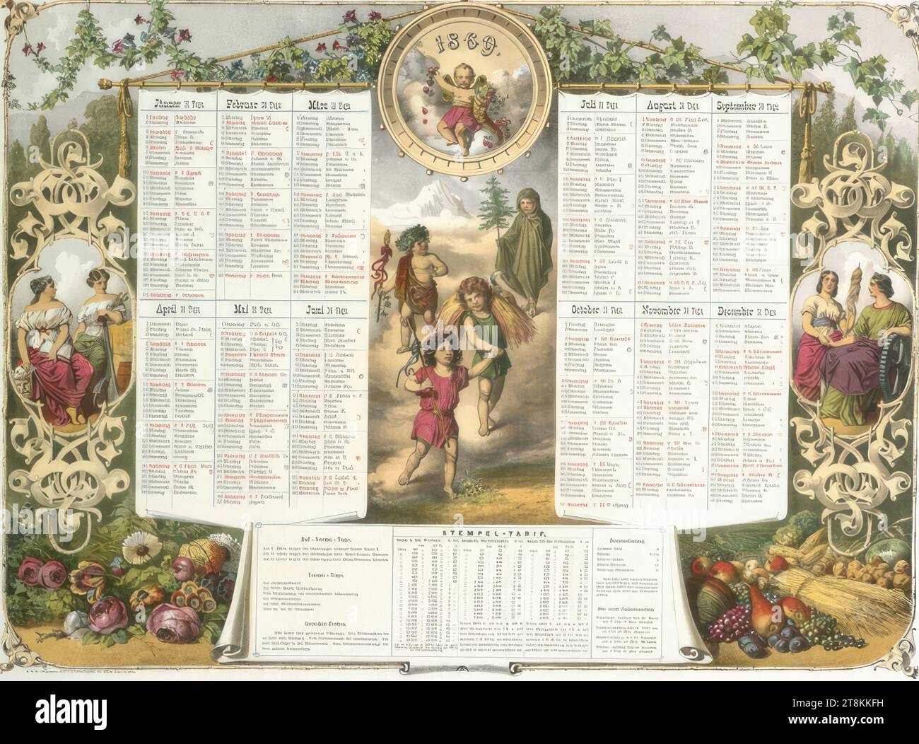 Picture calendar 1869, Hasslwandter, 1868, print, color lithograph ...