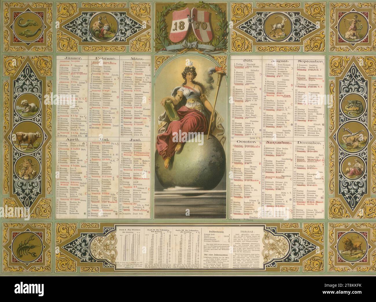 Picture calendar 1870, Hasslwandter, 1869, print, color lithograph ...