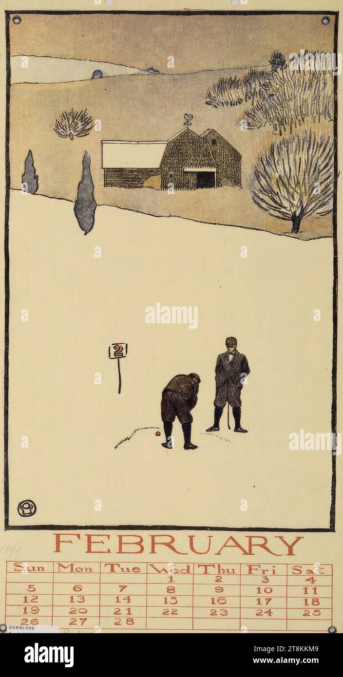 The Golf Calendar 1899; FEBRUARY, Edward Penfield, USA, 1866 - 1925 ...