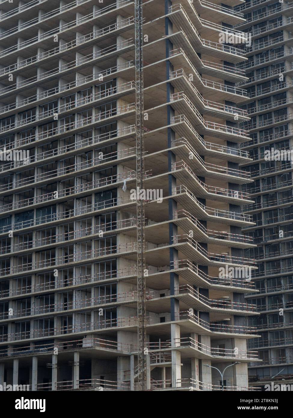 Background from unfinished buildings. Industry. Construction of high ...