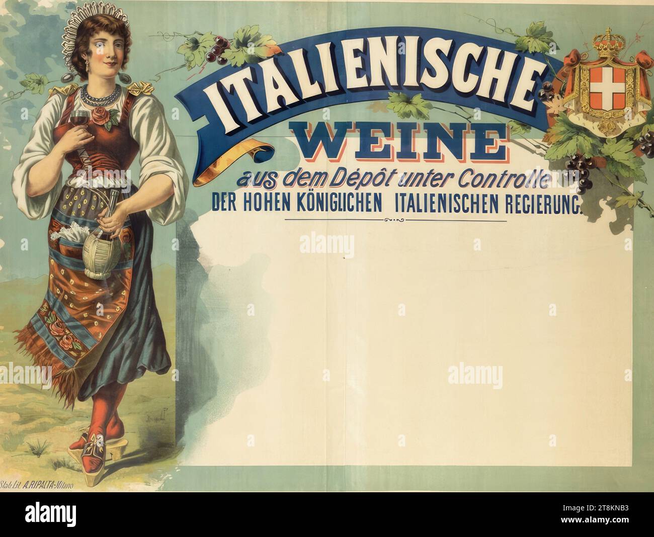 ITALIAN WINES, blank poster, Anonymous, before 1900, print, color ...