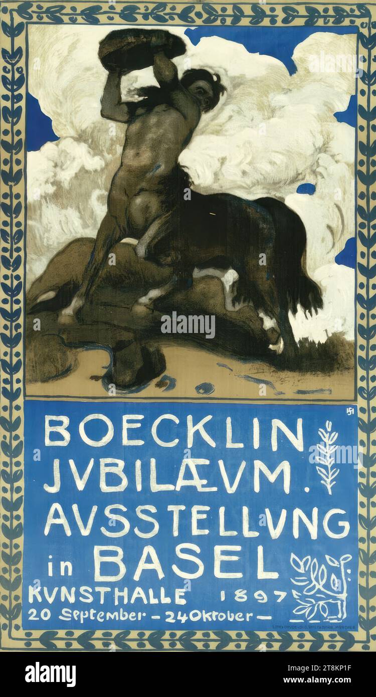 BOECKLIN ANNIVERSARY. EXHIBITION in BASEL; ART GALLERY; 1897, Hans Sandreuter, Switzerland, 1850 ...
